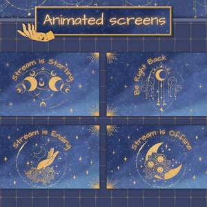 Celestial Twitch Overlay Pack. Blue Moon Stream Package. - Etsy