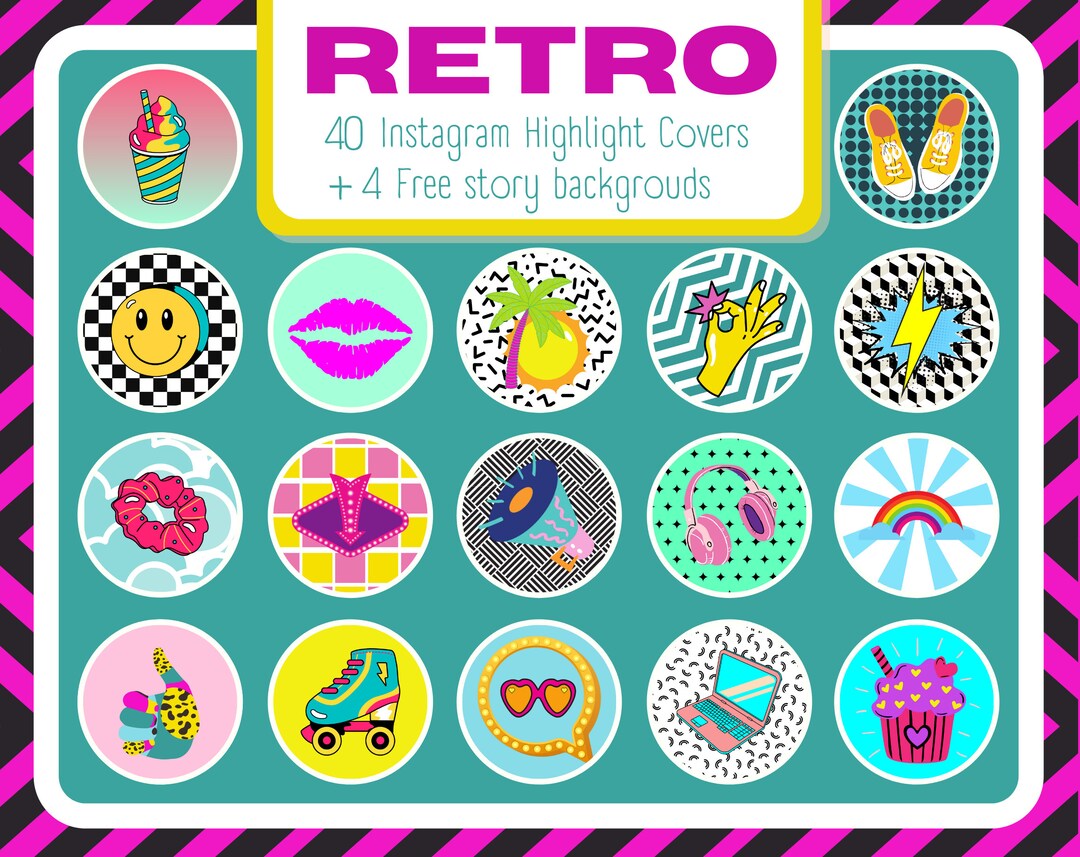 Retro Instagram Highlight Covers, Colorful Instagram Covers, 40 Fun ...