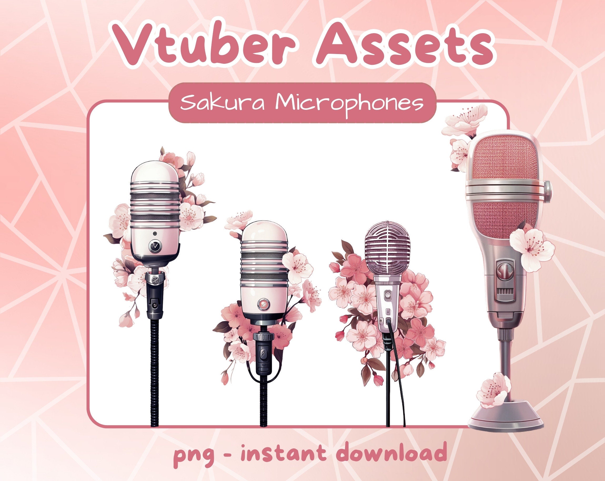 Vtuber Cherry Blossom Microphones. Pngtuber Sakura Asset for Twitch. - Etsy