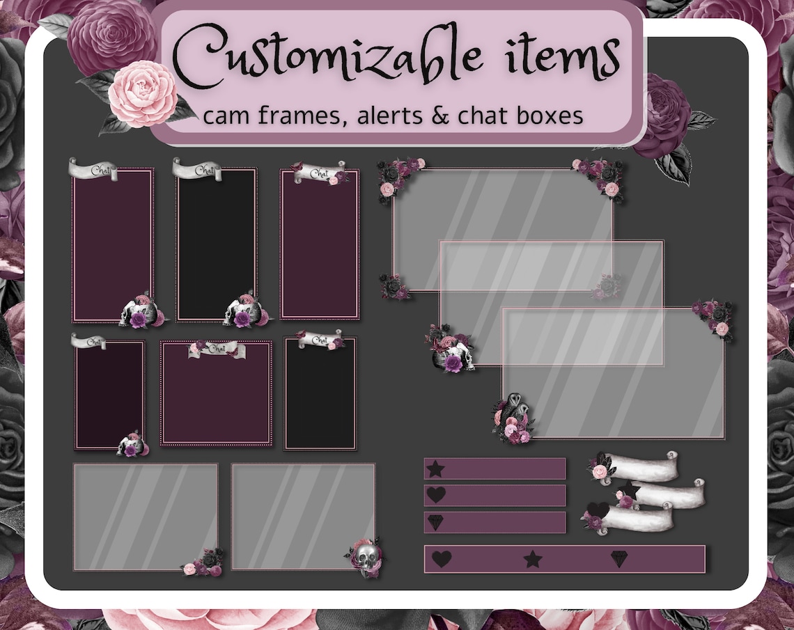 Goth Twitch Overlay Package Stream Overlay Twitch Package - Etsy Israel
