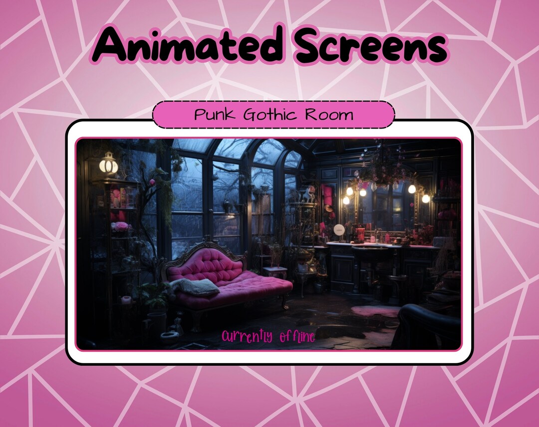 Animated Punk Gothic Stream Screen Overlay. Kawaii Grunge Twitch Scenes ...