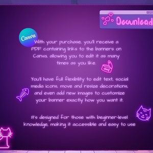 Neon Cat Twitter and Twitch Banner. Personalized Stream Banner, Cat ...