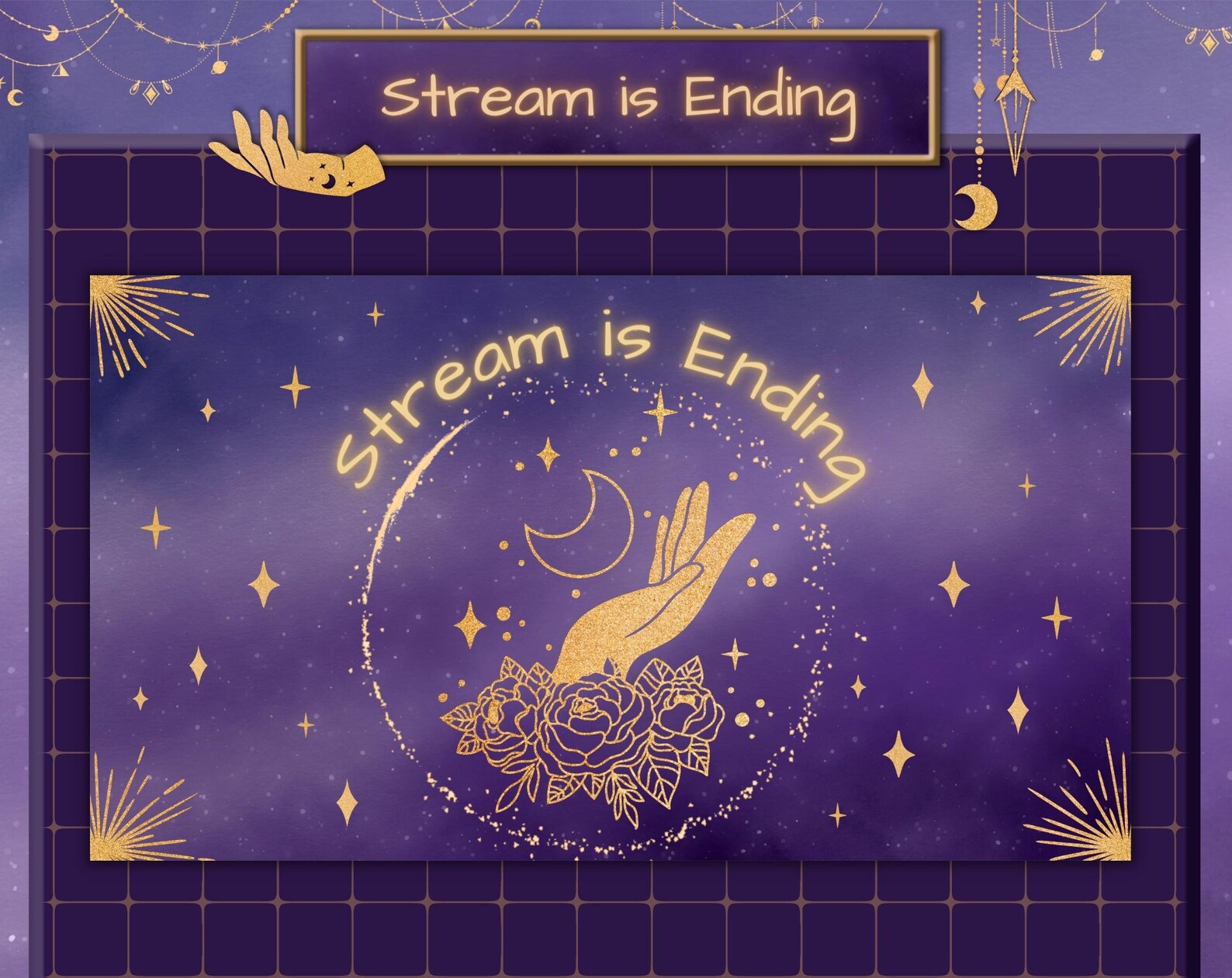 Purple Moon Starting Soon Screen for Twitch. Celestial Stream Animated ...