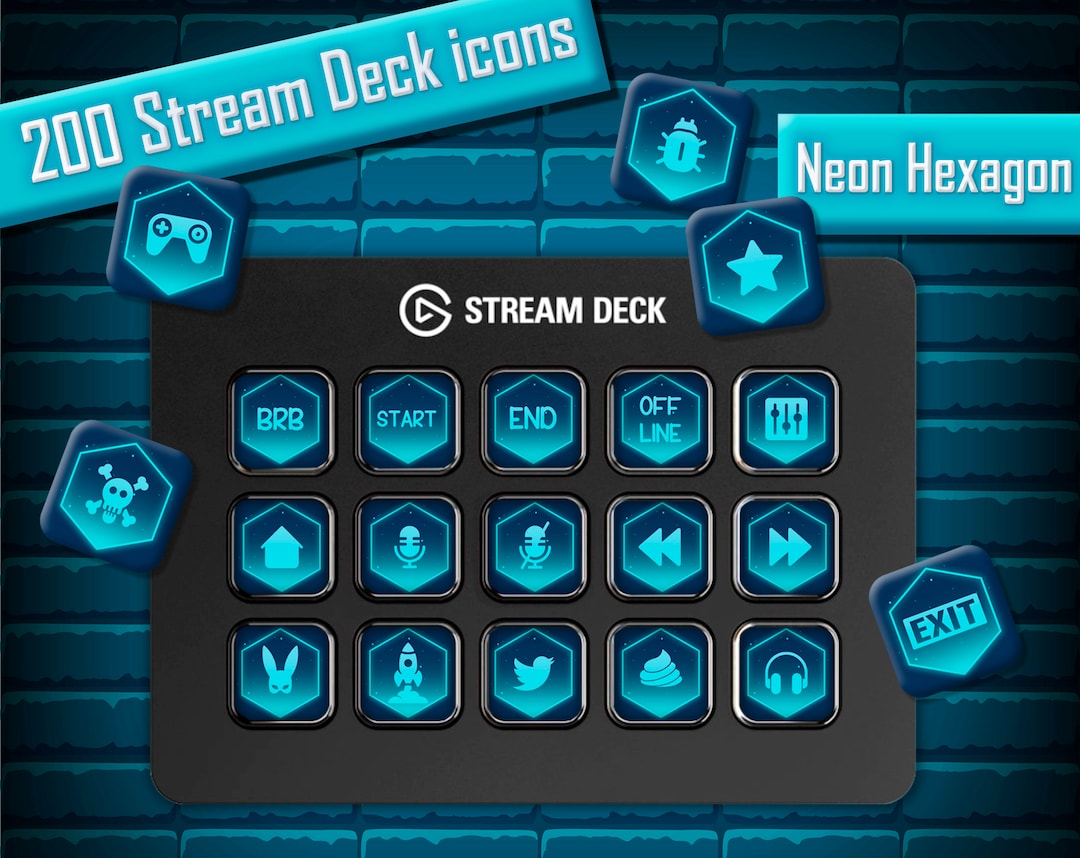 Blue Neon Stream Deck Icons Set + Screensavers. 200 Neon Icon Pack for ...