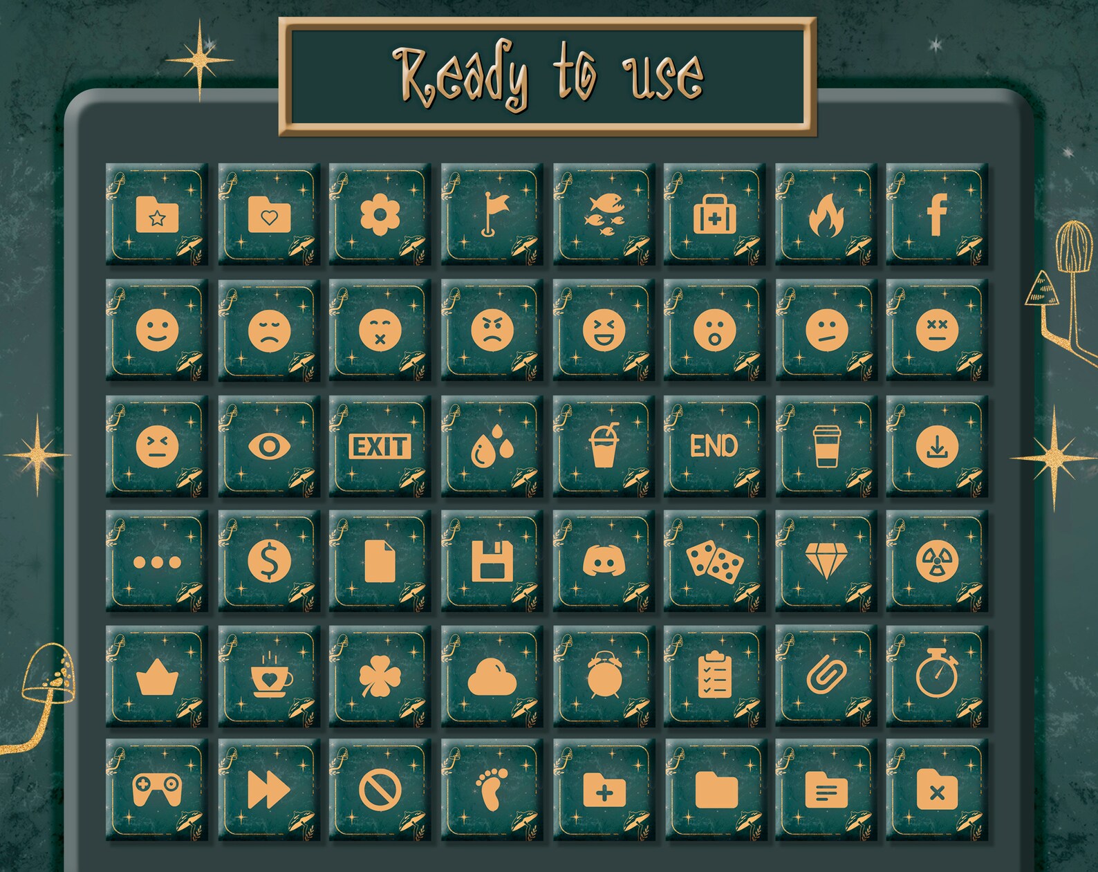Green Stream Deck Icons Set for Elgato. 200 Mystic Mushroom Icons for Streamdeck. - Etsy