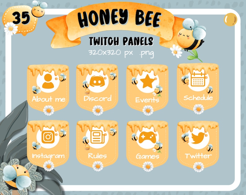 Honey Bee Twitch Panels. 35 Cute Panels for Streamers. - Etsy