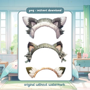 Vtuber Green Cat Ears. Pngtuber Headbands for Twitch. Vtuber Assets ...