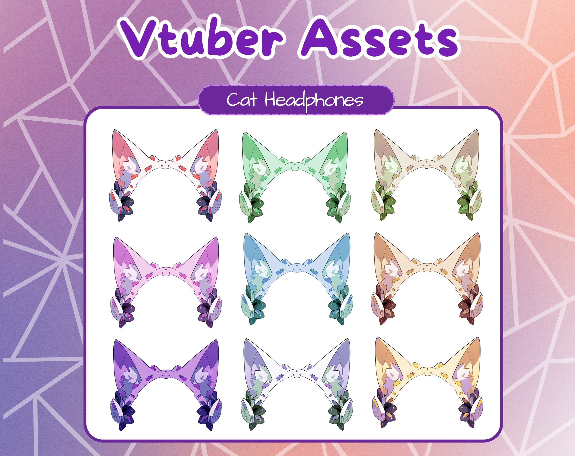 Vtuber Cat Headphone. Pngtuber Cat Accessories for Twitch. Vtuber Cat ...