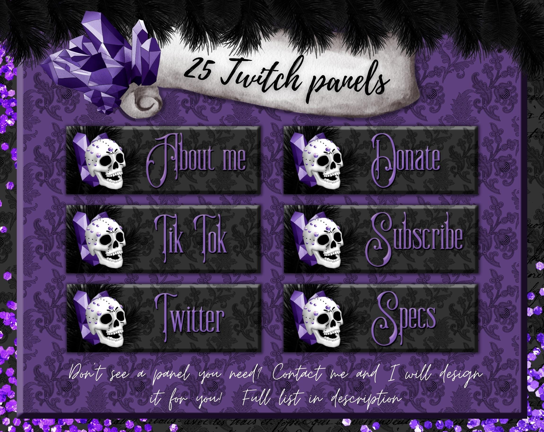 Purple Goth Twitch Panels. Skull Stream Panels. Vampire Twitch Widgets ...