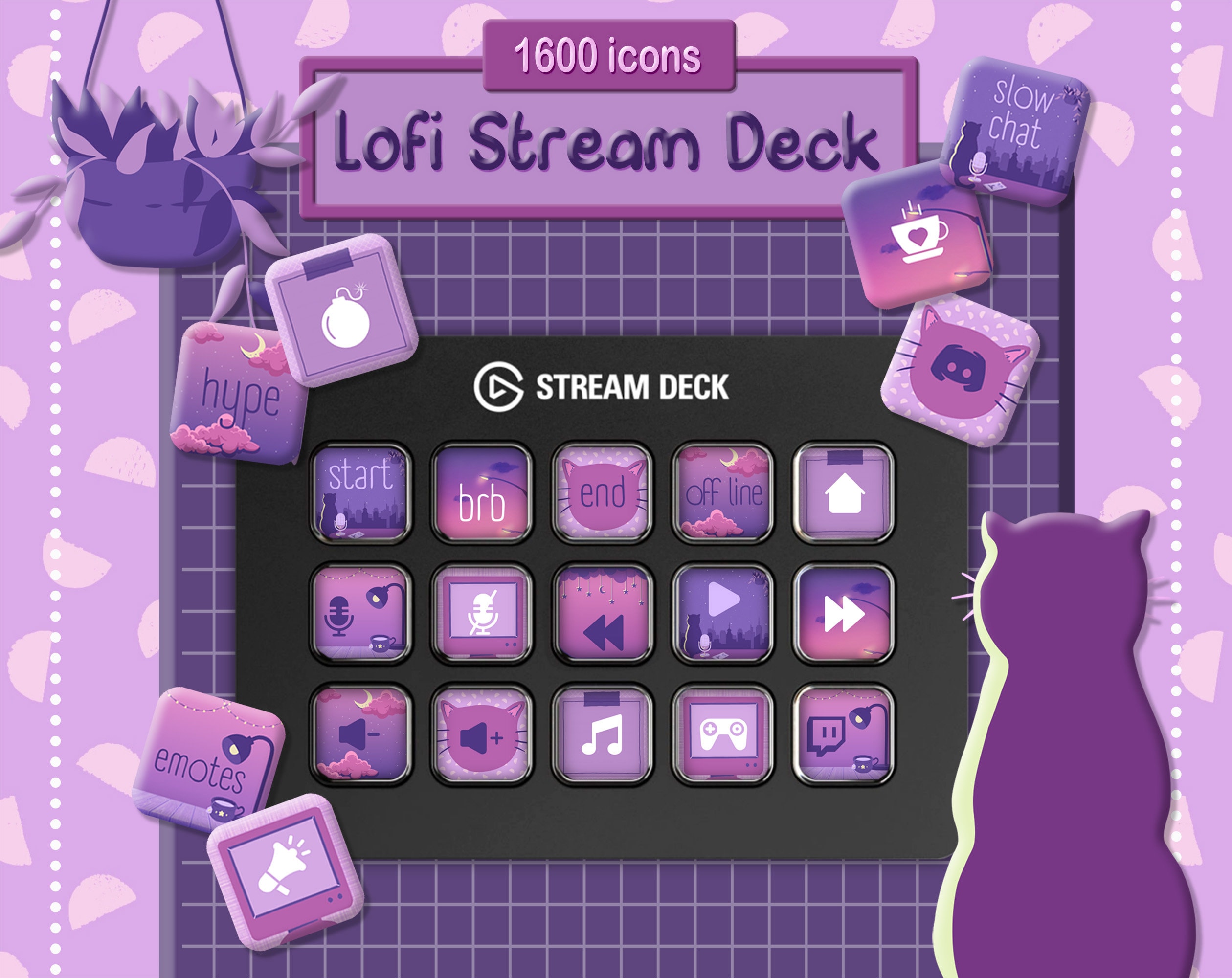 Lofi Stream Deck Icons MEGAPACK. 1600 Cute Icons for Elgato Streamdeck ...