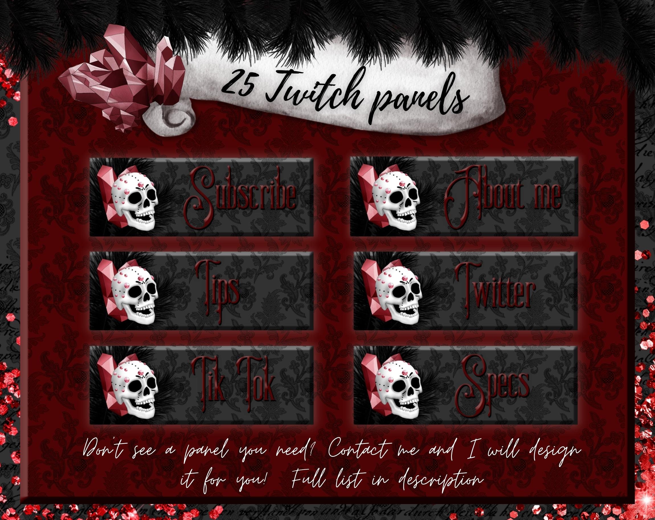 Skull Twitch Panels. Goth Stream Panels. Vampire Panel Widgets - Etsy