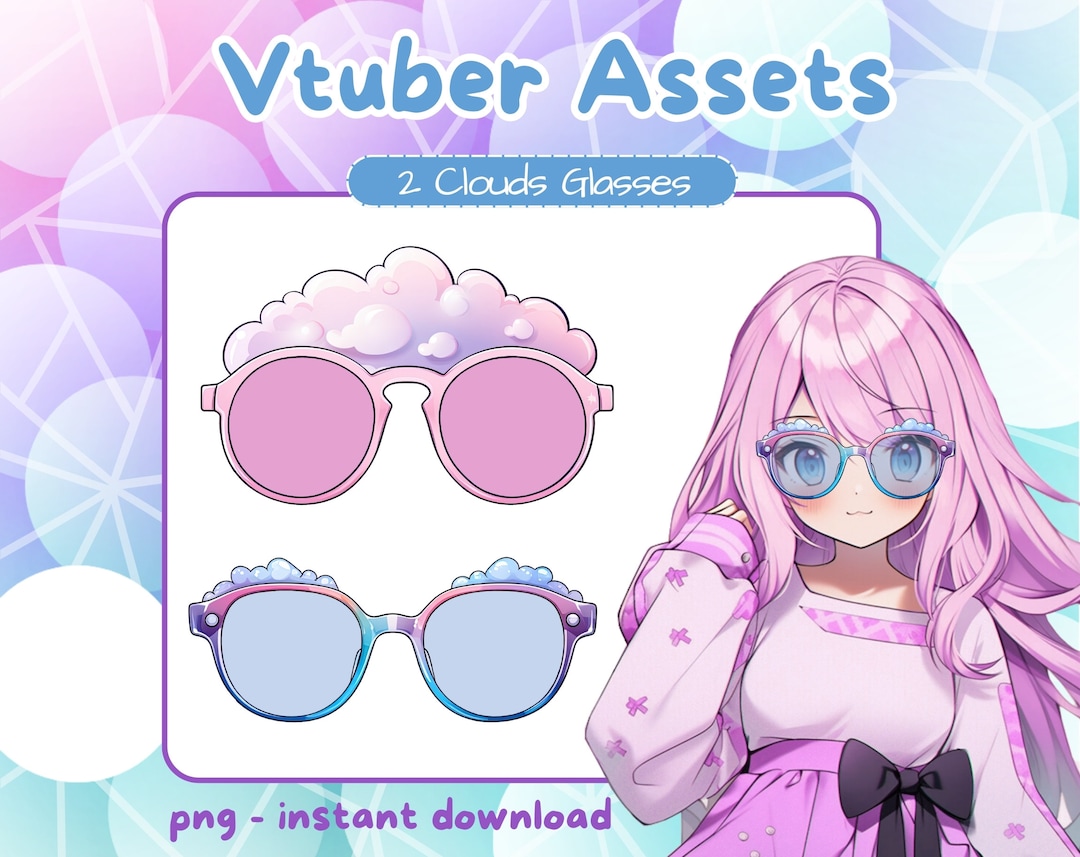 Vtuber Clouds Glasses . Pngtuber Outfit Assets for Twitch. Vtuber ...