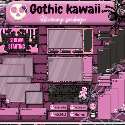 Purple Goth Twitch Overlay Pack Horror Stream Overlay Gothic - Etsy