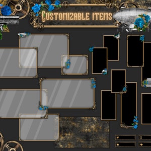 Blue Steampunk Stream Overlay Package. Victorian Twitch Layout. Blue ...