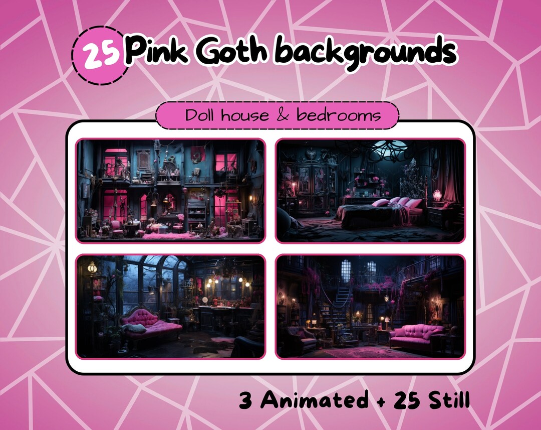 Pink Gothic Animated Backgrounds for Twitch. 25 Vtuber Backgrounds ...