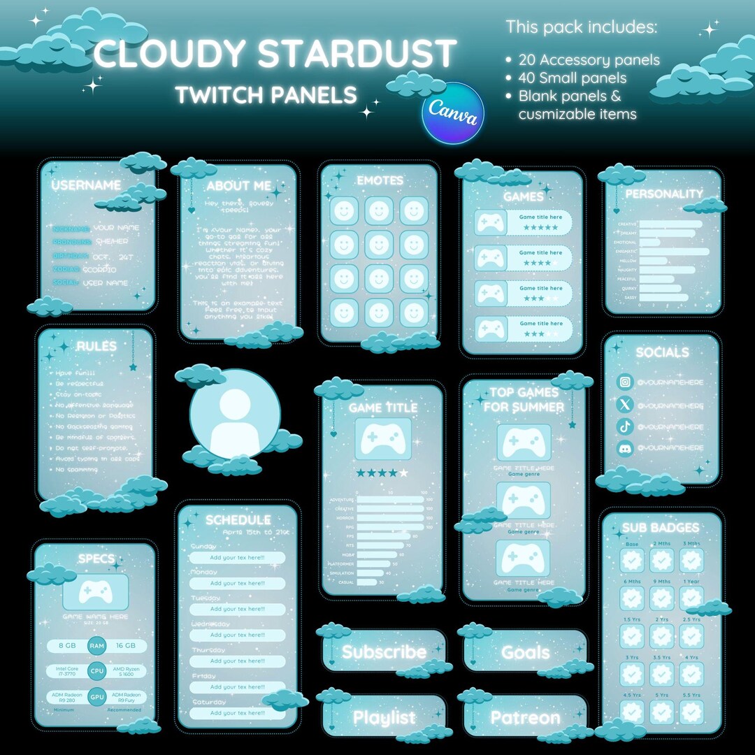 Cloud Stream Panels, Vtuber Twitch Panels, Cute Twitch Panels, Twitch ...