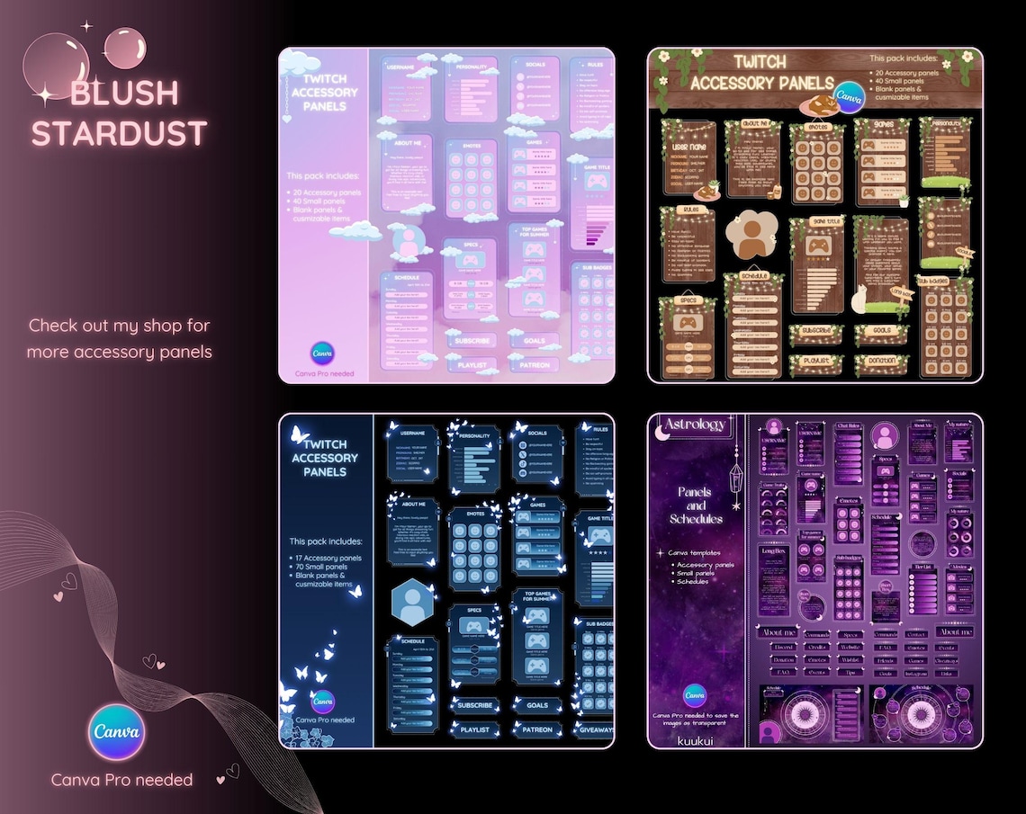 Cute Twitch Panels, Twitch Stream Panels, Vtuber Twitch Panels, Pink ...