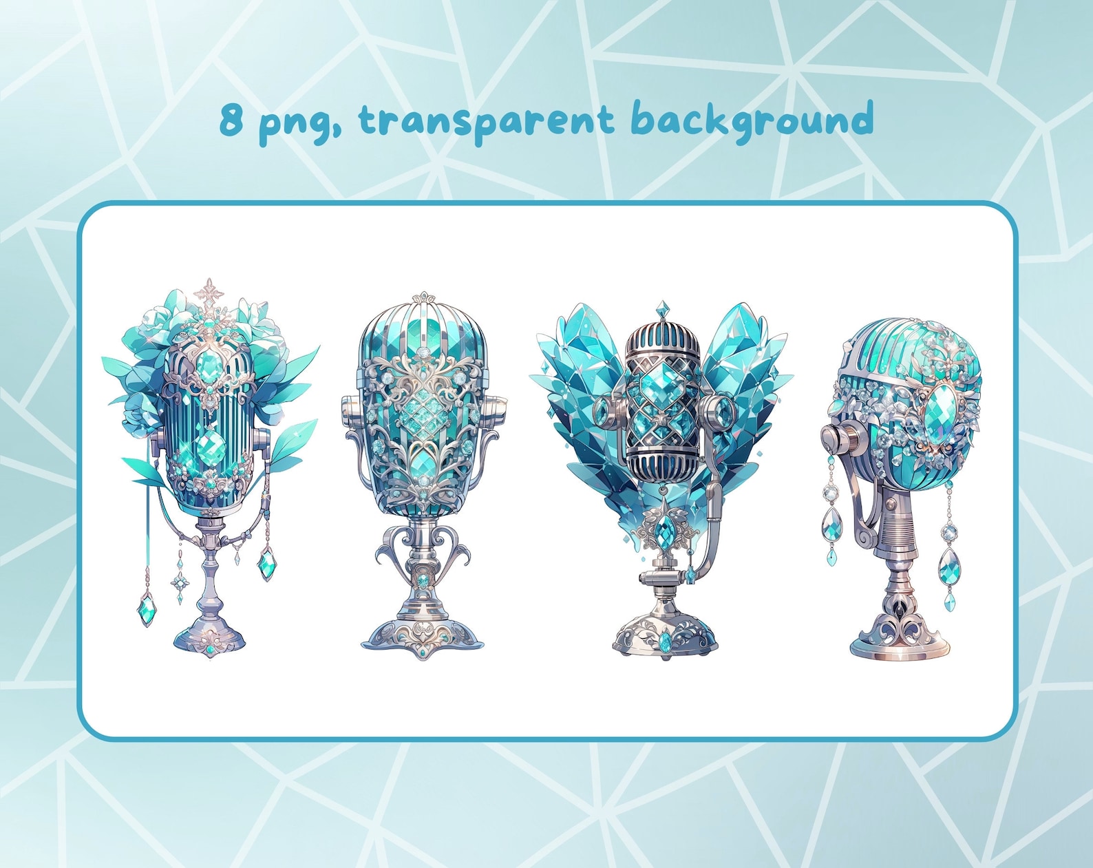 Vtuber Crystal Microphones. Pngtuber Fantasy Asset, Turquoise Mic for ...