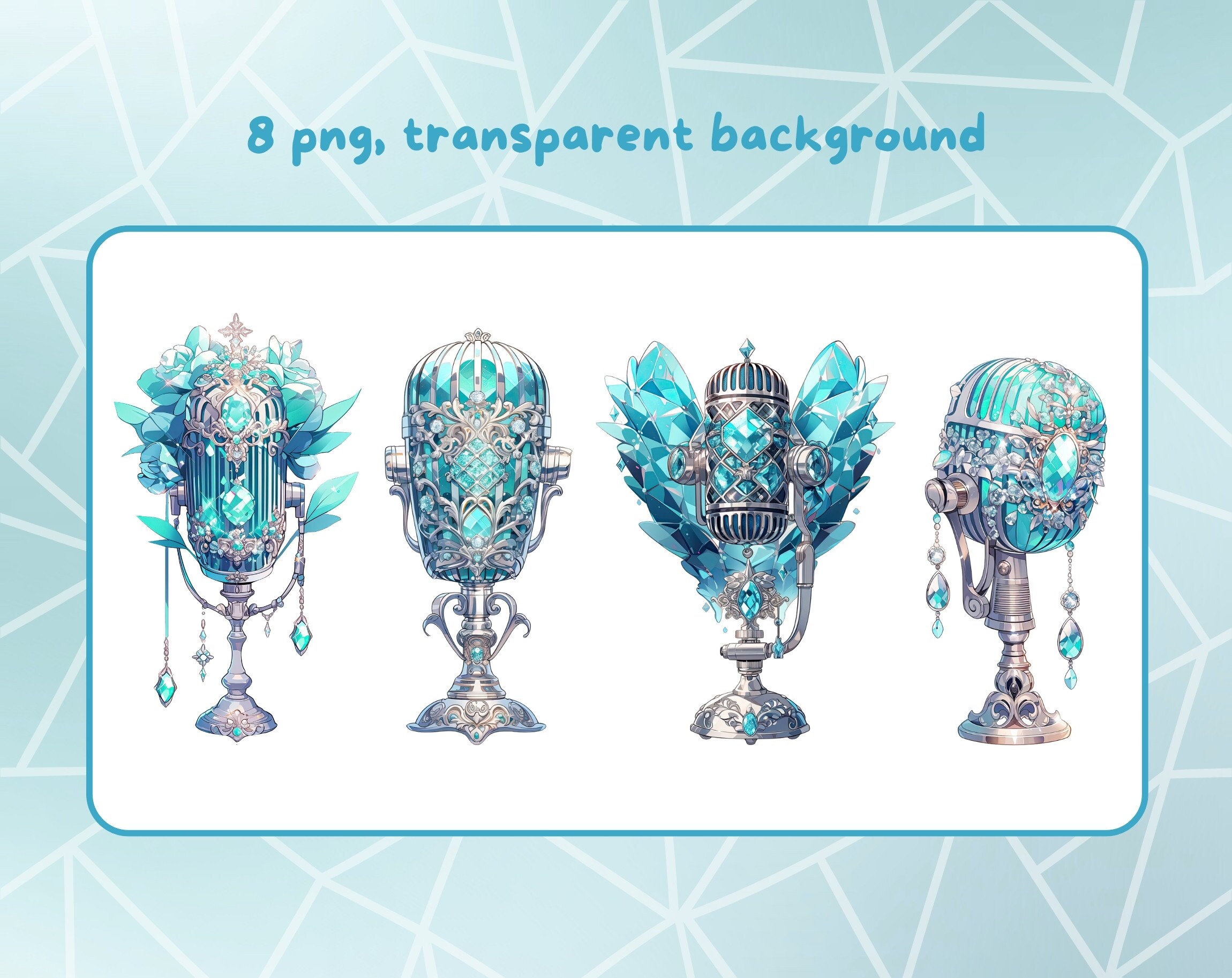 Vtuber Crystal Microphones. Pngtuber Fantasy Asset, Turquoise Mic for ...