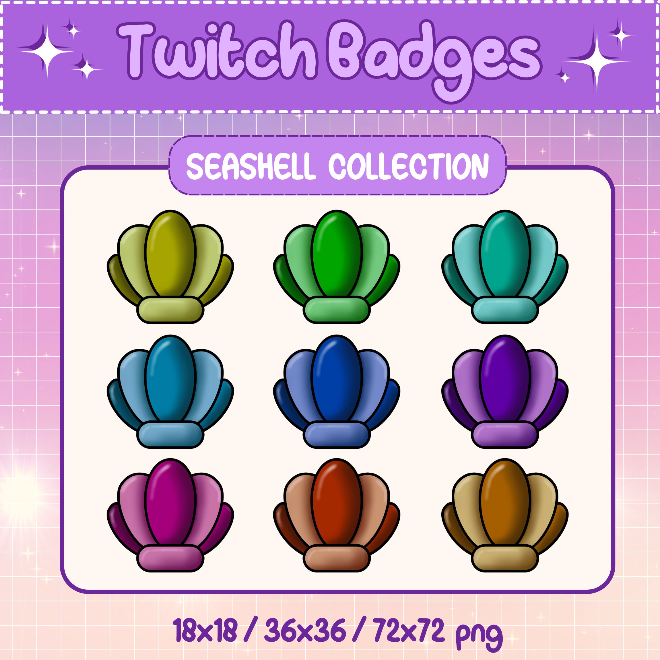 Seashell Twitch Sub Badges. Sea Bit Badges. Ocean Emote - Etsy