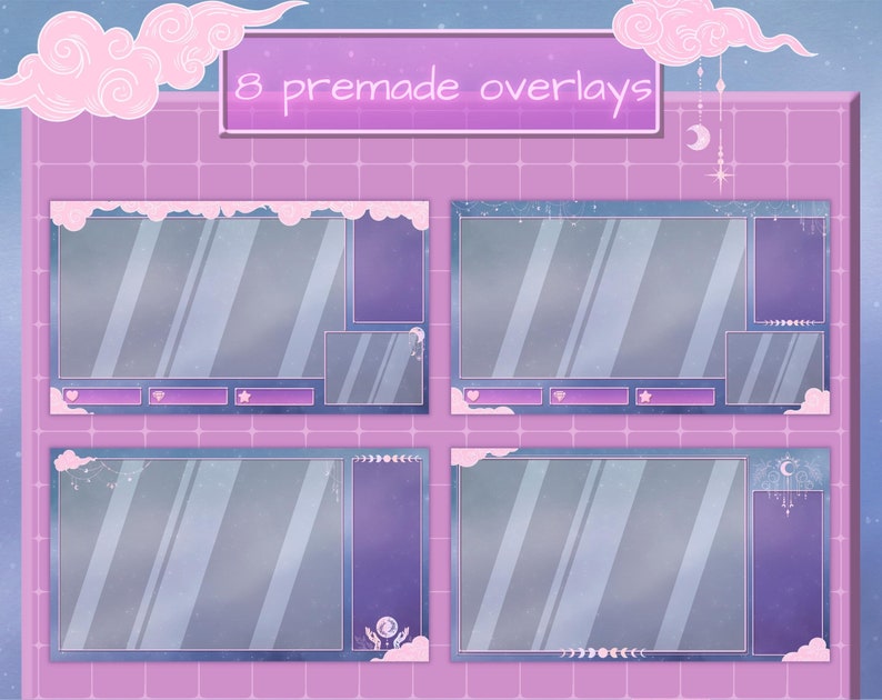 Twitch Overlay Pack. Sweet Moon Stream Package. Celestial - Etsy