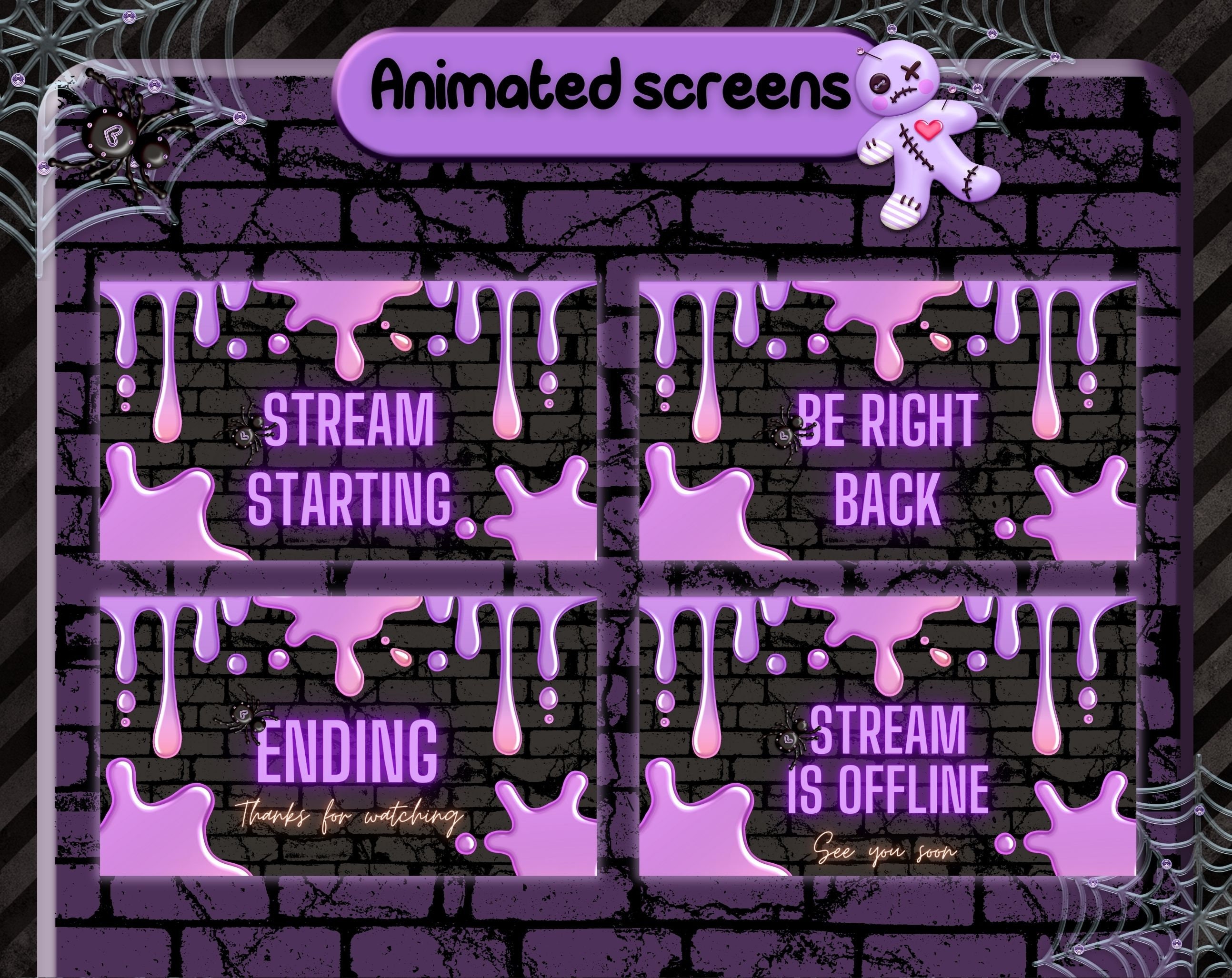 Goth Twitch Overlay Package. Purple Spooky Stream Overlay - Etsy