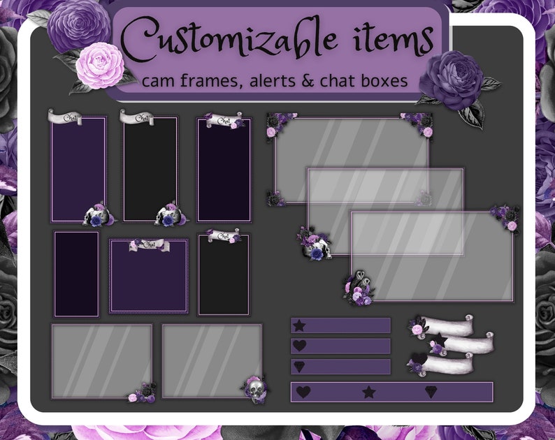 Purple Goth Twitch Overlay Pack Horror Stream Overlay Gothic - Etsy UK