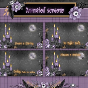 Purple Goth Twitch Overlay Pack, Gothic Stream Package. Halloween ...