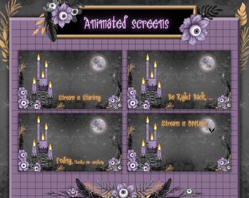 Purple Goth Twitch Overlay Pack Gothic Stream Package. - Etsy