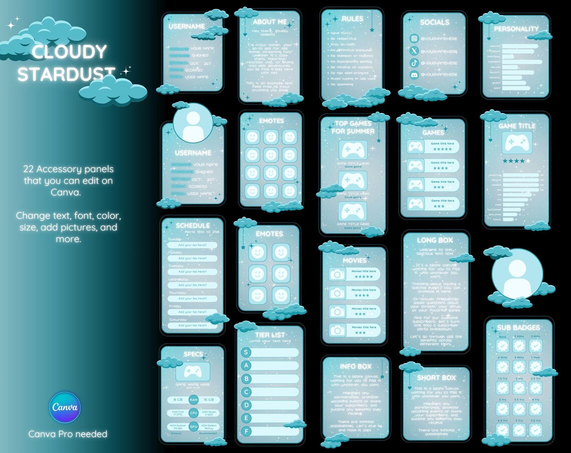Cloud Stream Panels, Vtuber Twitch Panels, Cute Twitch Panels, Twitch ...