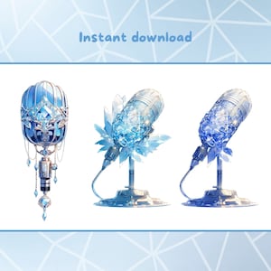 Vtuber Crystal Microphones. Pngtuber Fantasy Asset, Diamond Blue Mic ...