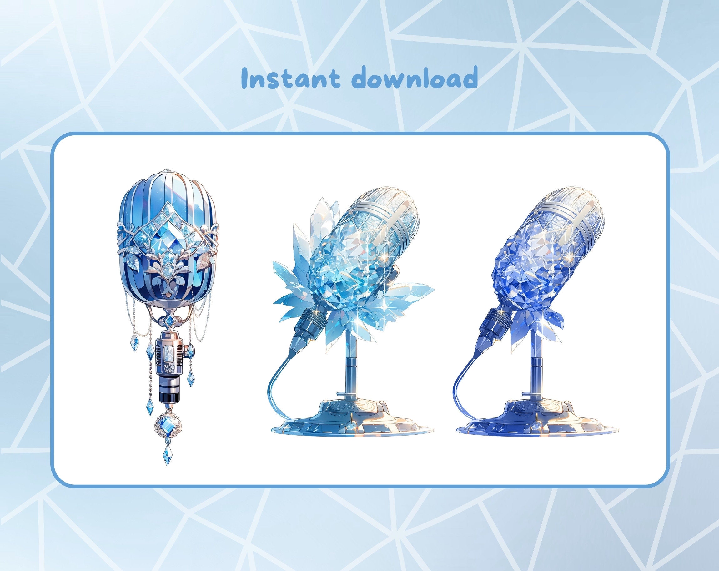 Vtuber Crystal Microphones. Pngtuber Fantasy Asset, Diamond Blue Mic ...