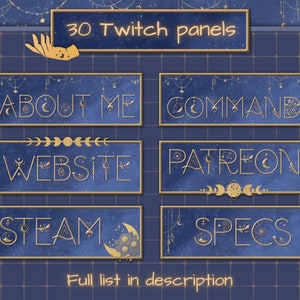 Celestial Twitch Overlay Pack. Blue Moon Stream Package. - Etsy