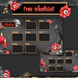 Spooky Twitch Overlay Package, Creepy Stream Package Black & Red ...