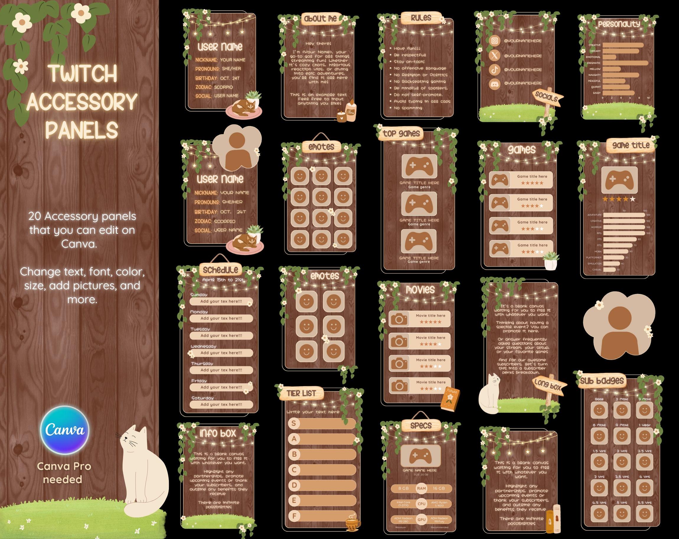 Cozy Twitch Panels, Stream Panels, Cottagecore Twitch Stream Panels ...