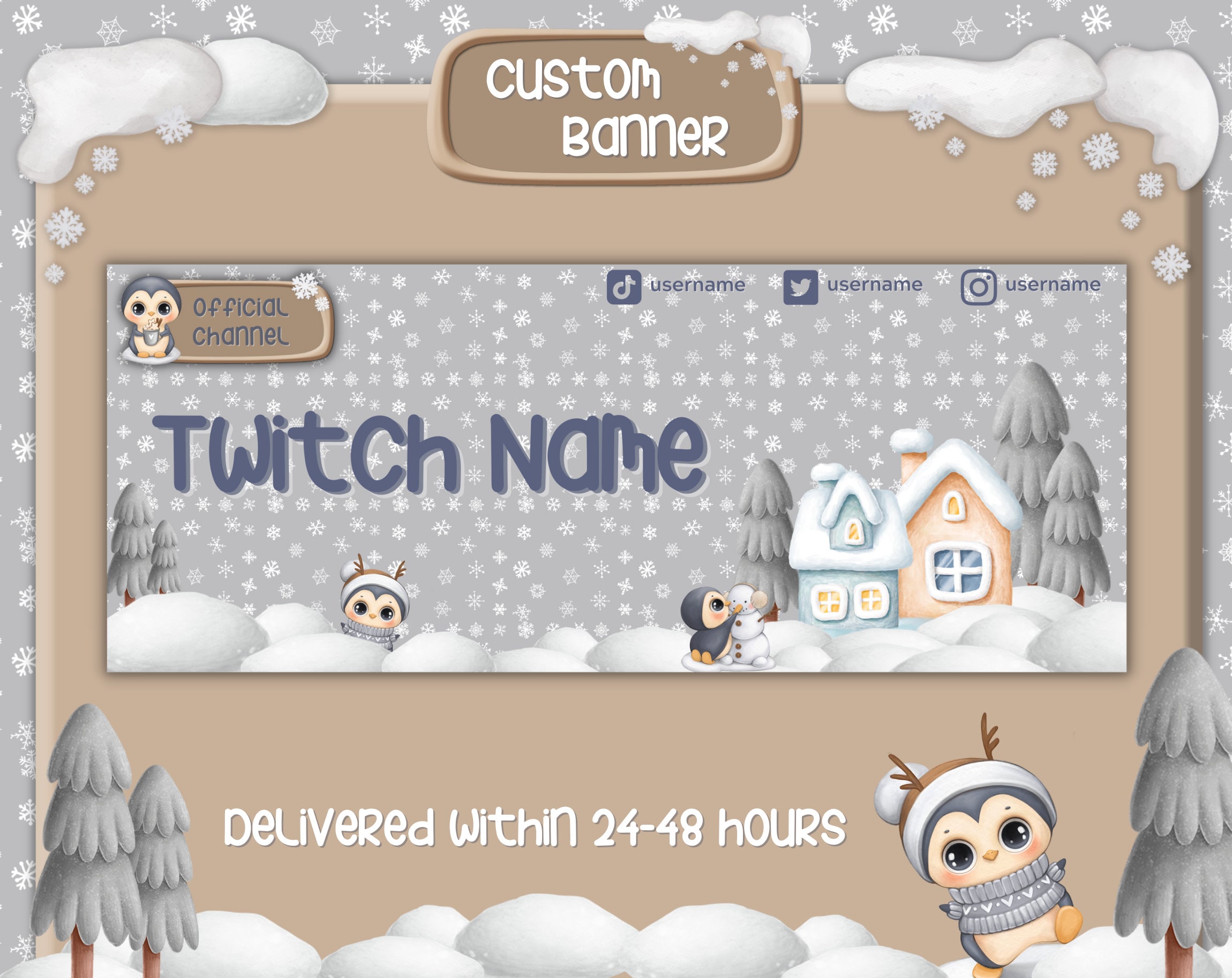 Winter Twitch Custom Banner Cozy Profile Banner - Etsy
