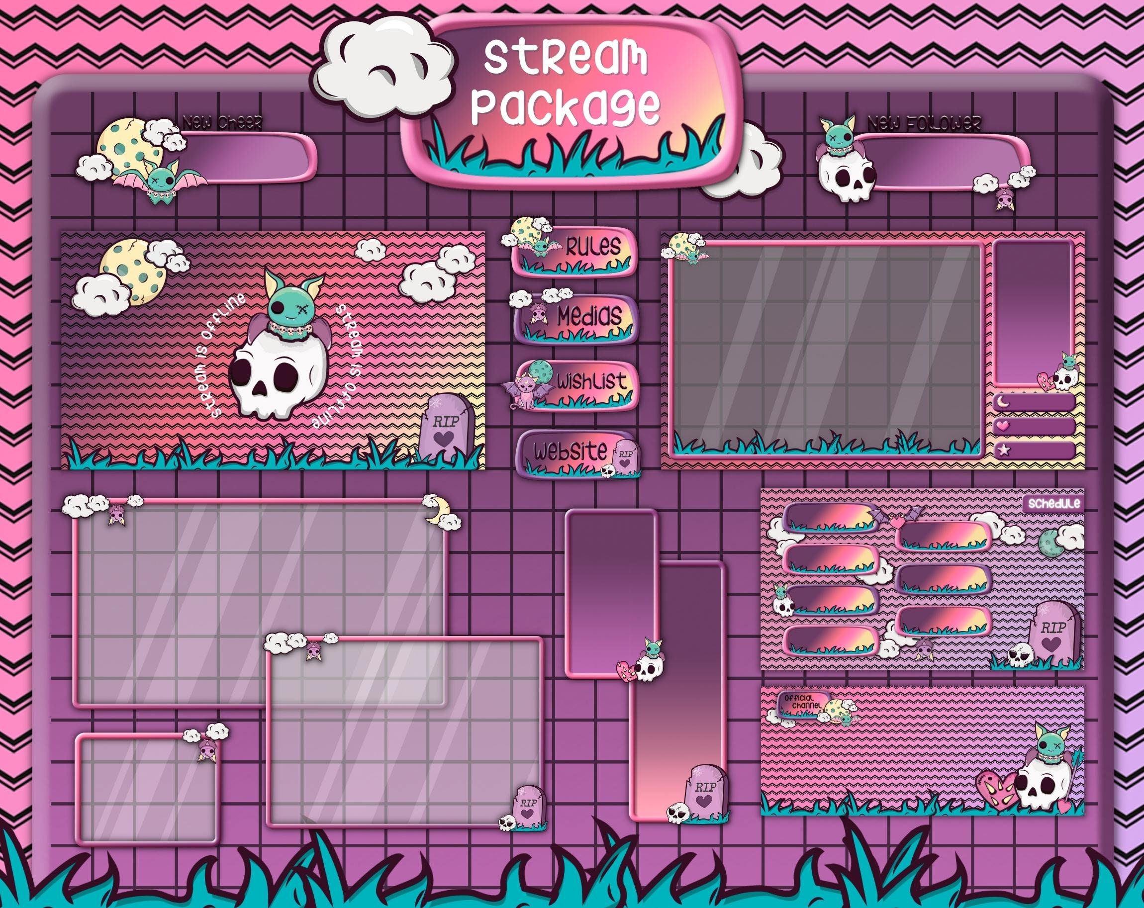 Pastel Goth Twitch Overlay Pink Gothic Stream Overlay - Etsy Canada