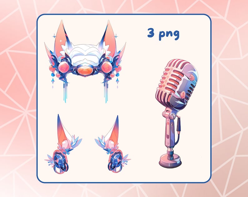 Vtuber Asset Cat Ears and Microphone. Pngtuber Accessory. - Etsy