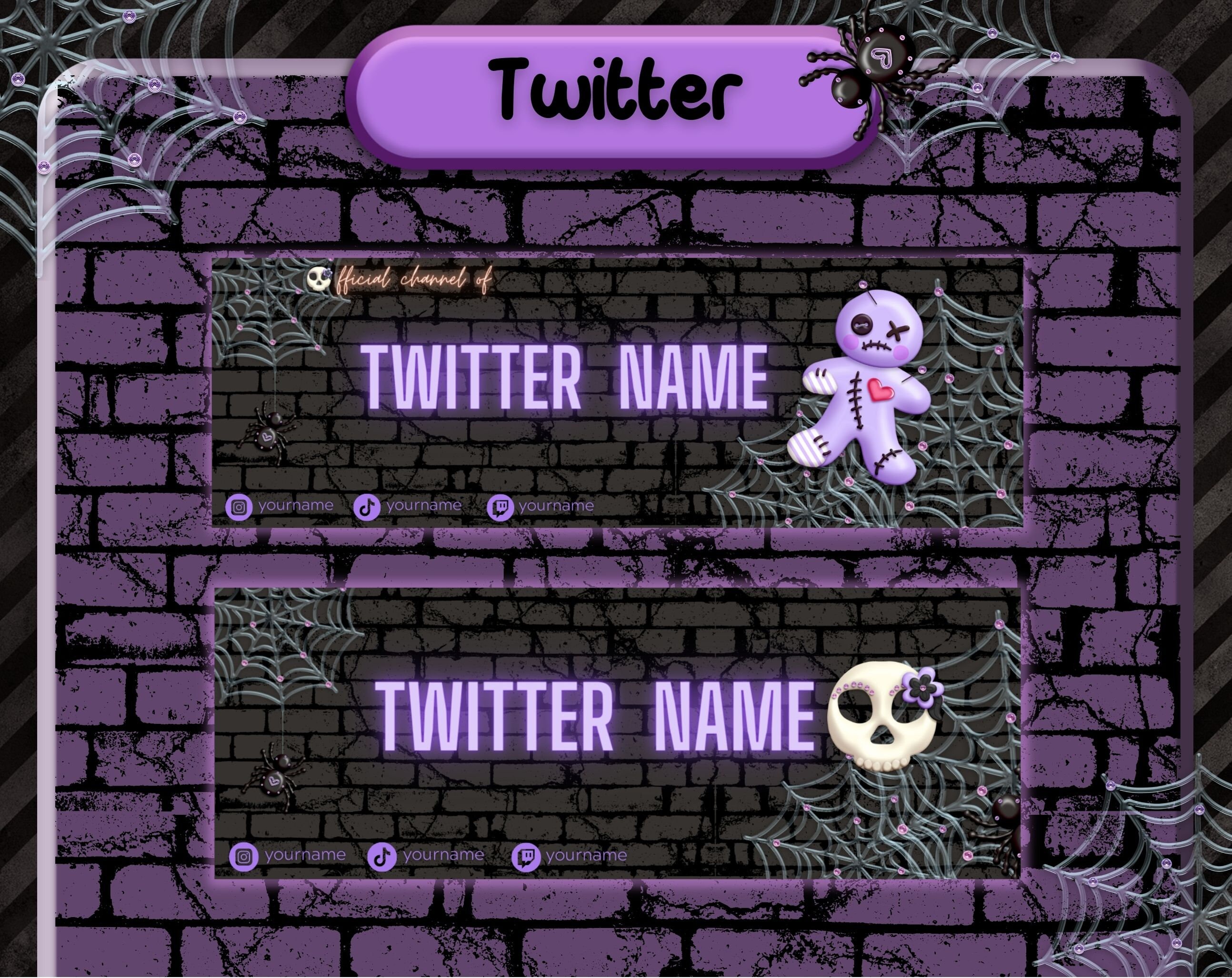 Goth Twitch, Twitter and Youtube Banner. Custom Profile Banner for ...