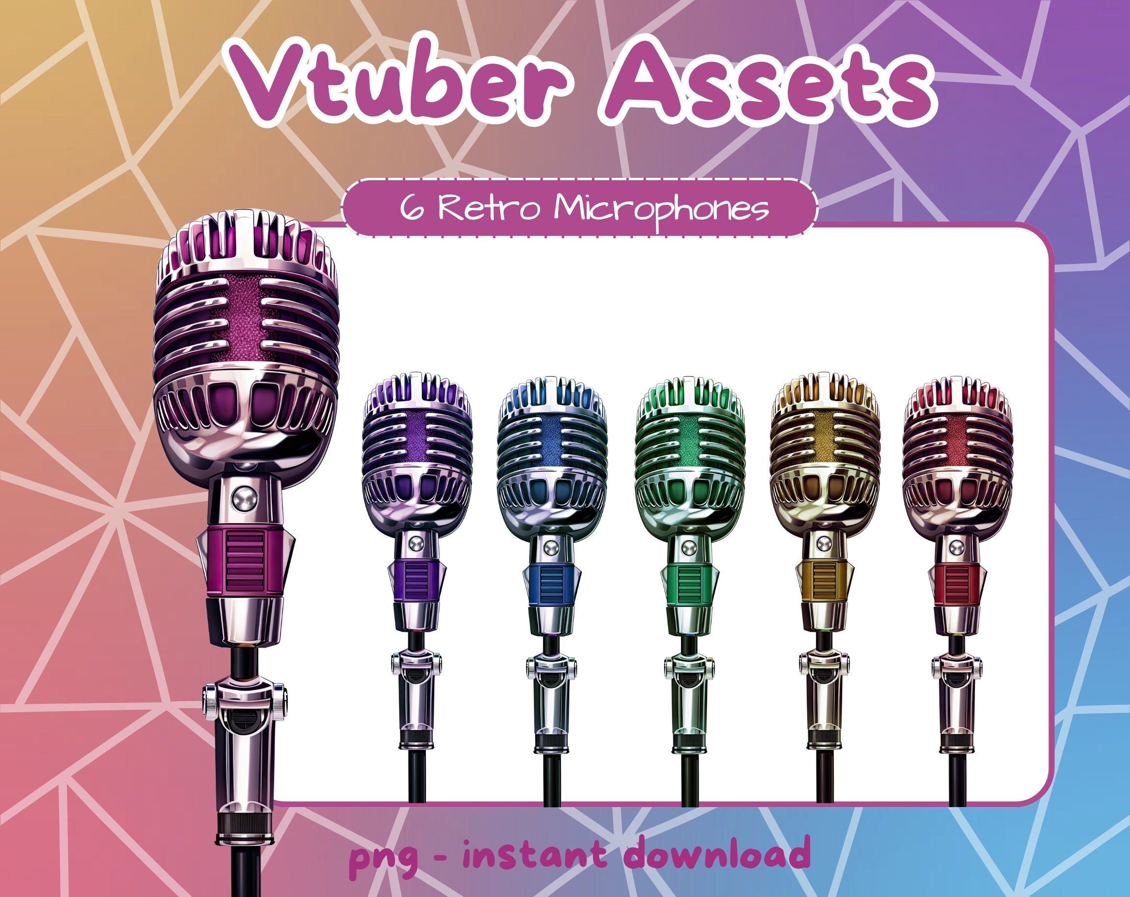 Vtuber Vintage Microphones. Pngtuber Cute Asset, Retro Mic for Twitch ...
