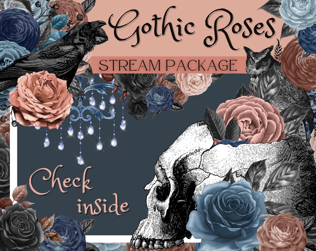 Blue Gothic Twitch Overlay Package | Goth Roses Stream Overlay | Twitch ...