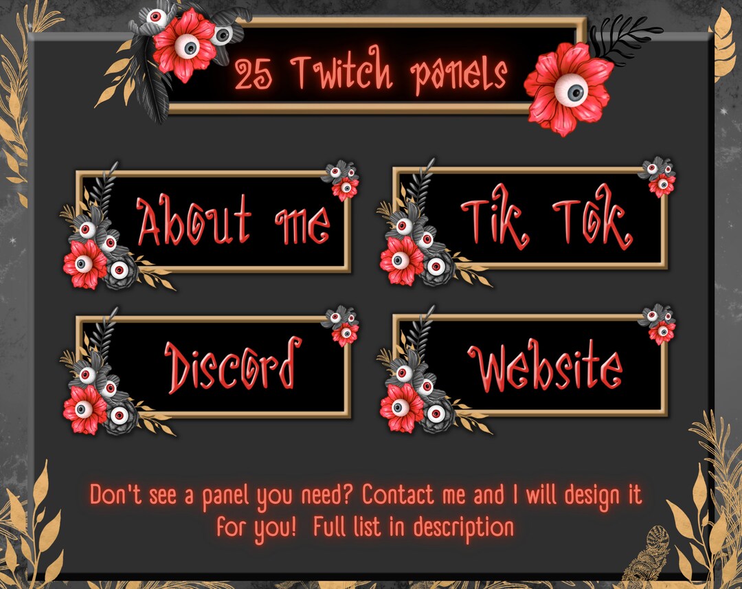 Spooky Twitch Panels. Black and Red Stream Panels. Dark Horror Panel ...
