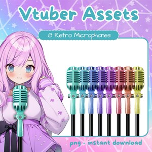 Vtuber Retro Microphones. Pngtuber Cute Asset, Vintage Mic for Twitch ...
