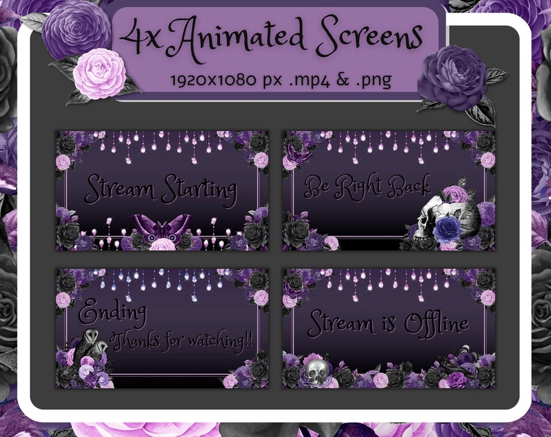 Purple Goth Twitch Overlay Pack Horror Stream Overlay Gothic - Etsy UK