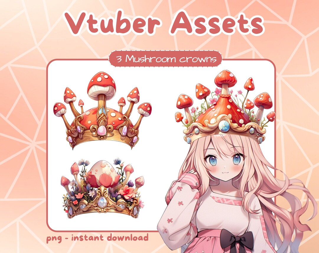 Vtuber Mushroom Crowns. Vtuber Assets for Twitch. Pngtuber Fantasy ...