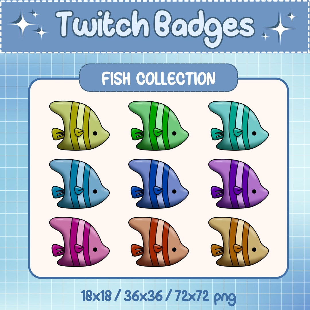 Fish Twitch Sub Badges. Sea Bit Badges. Ocean Emote - Etsy