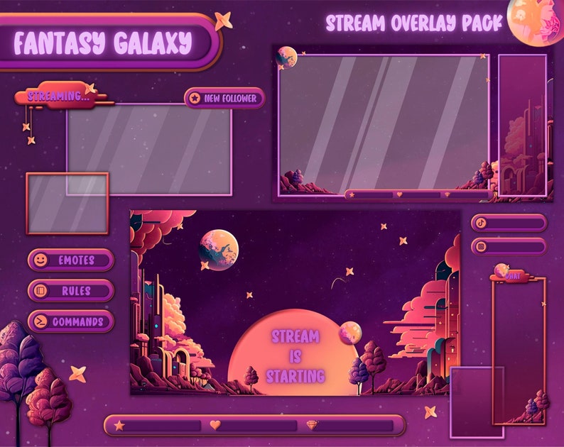 Fantasy Moon Twitch Overlay Package. Stream Overlay for Obs - Etsy