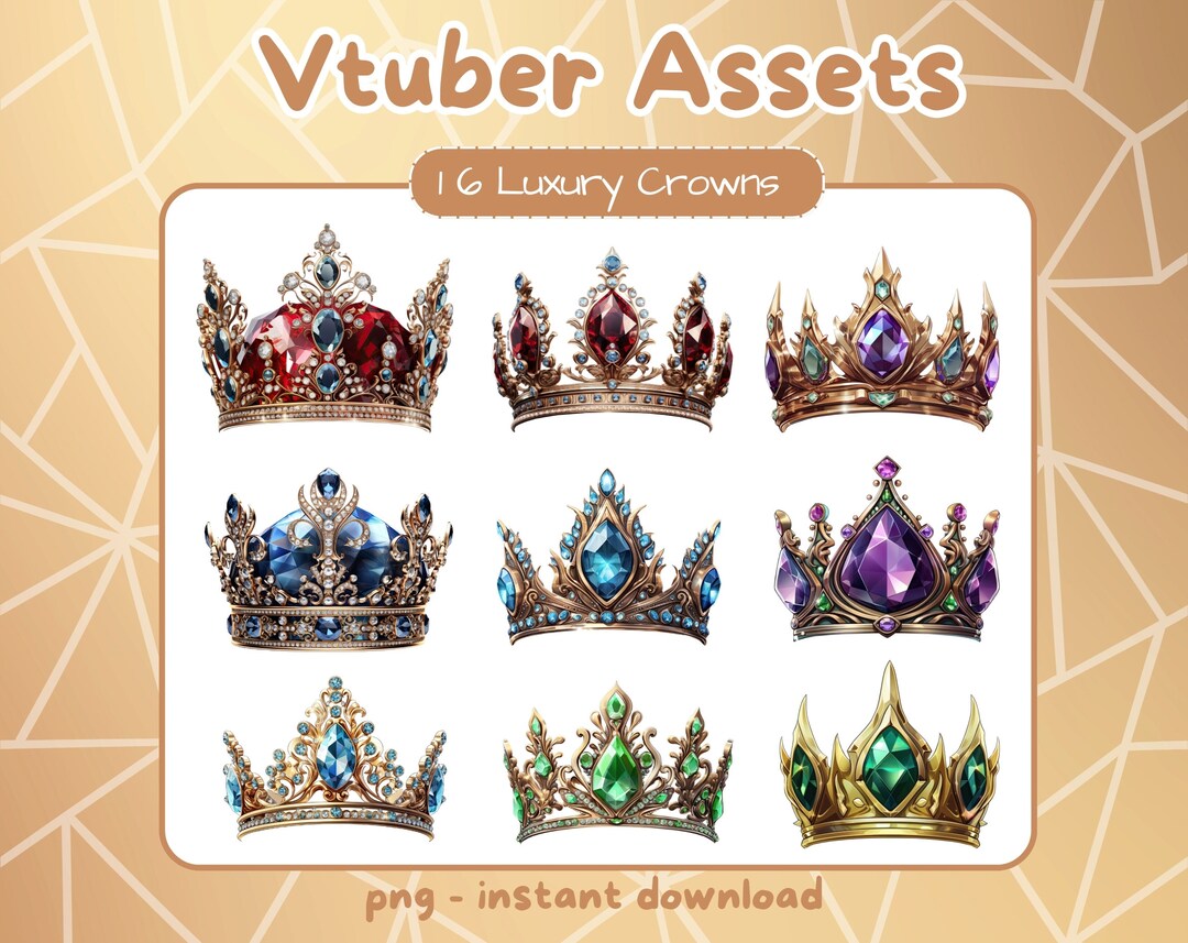 Vtuber Luxury Crowns. Vtuber Assets for Twitch. Pngtuber Queen Items ...