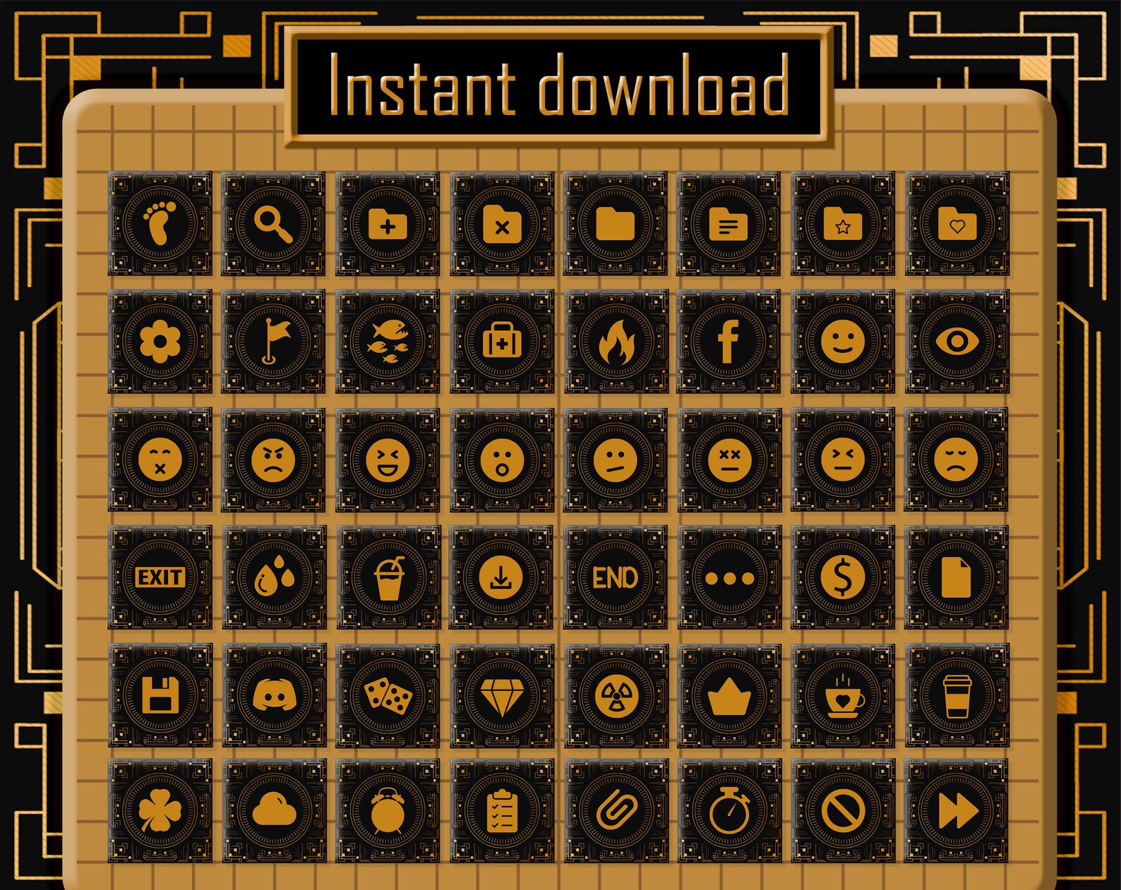 Stream Deck Icons Set Screensavers. 200 Black and Gold Icon Pack for ...