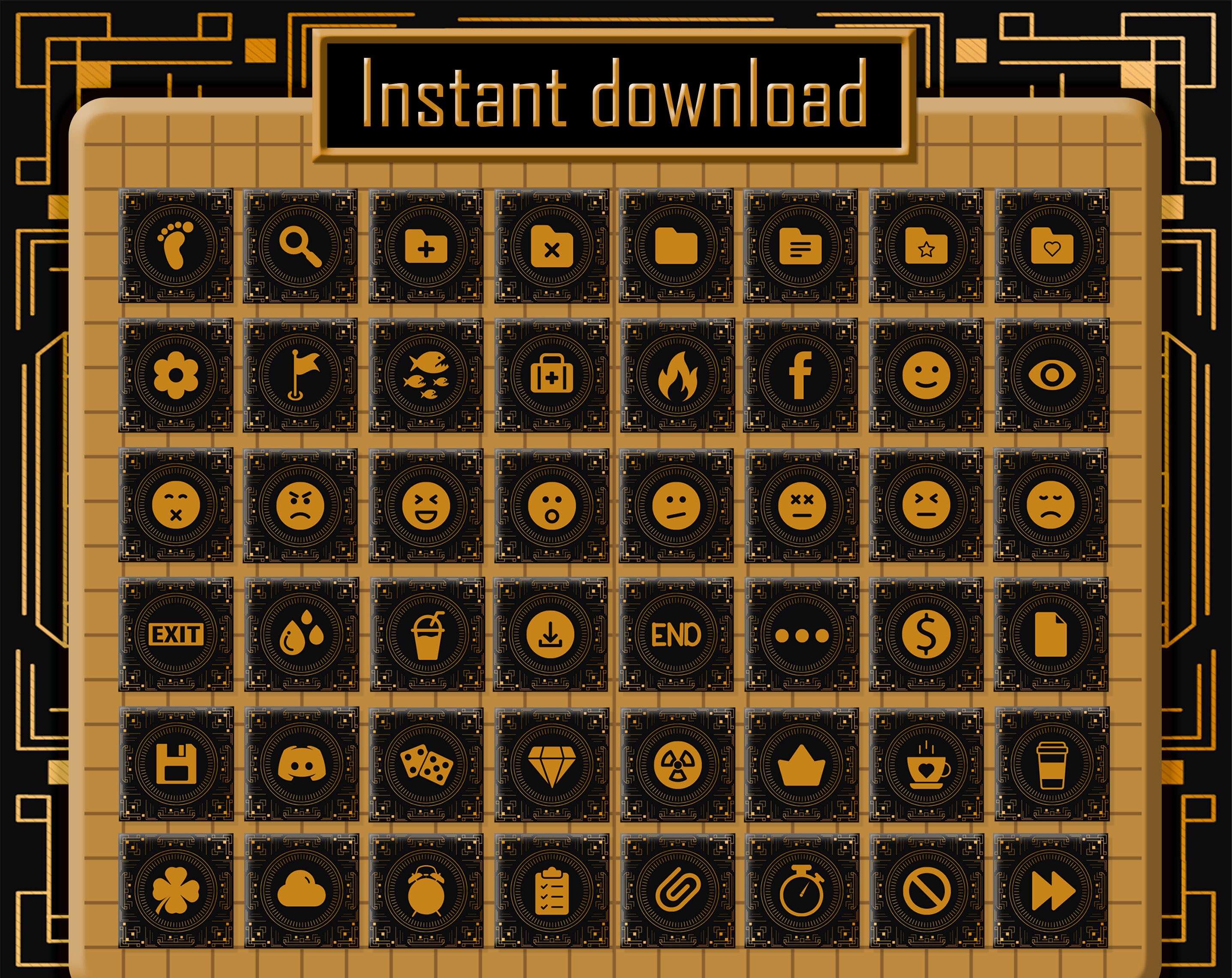 Stream Deck Icons Set Screensavers. 200 Black and Gold Icon Pack for ...
